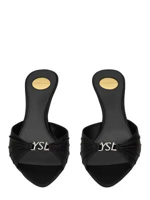 Saint Laurent Jerry Mules In Satin Crepe And Rhinestones - Black
