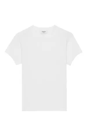 Saint Laurent Cassandre T-shirt In Ribbed Cotton - Blanc