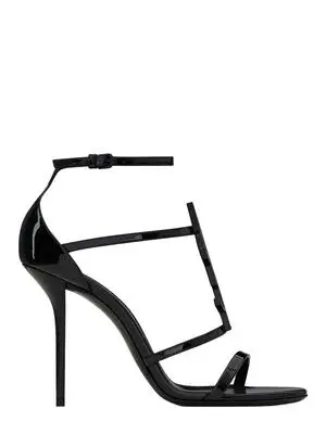 Saint Laurent Cassandra Sandals In Patent Leather - Black