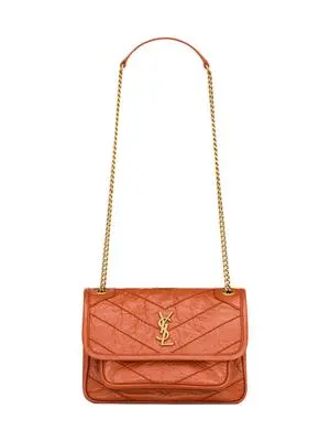 Saint Laurent Niki Mini Vintage Leather Bag - Dark Mandarin