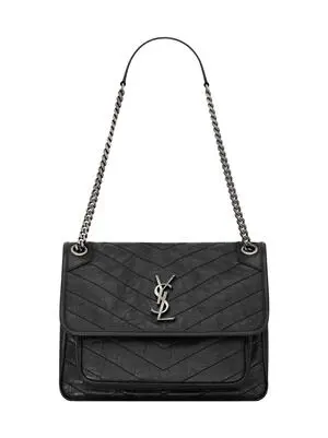 Saint Laurent Niki Medium Bag In Vintage Leather - Black