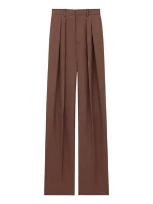 Saint Laurent Wide-leg Wool Gabardine Pants - Brun