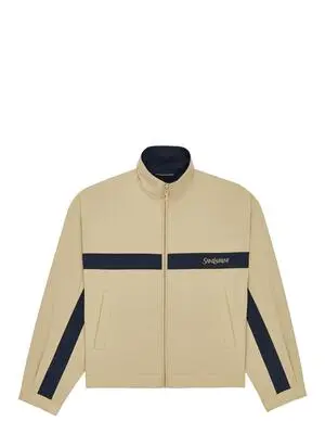 Saint Laurent Cotton Jacket With Cassandre Zip Pull - Mastic