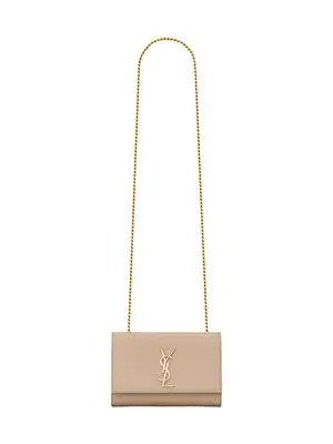 Saint Laurent Saint Laurent Kate Small Grain De Poudre Embossed Leather Bag Dark Beige