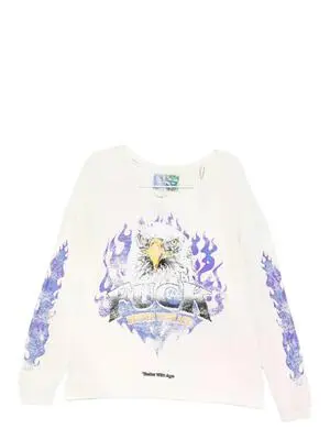 BETTER WITH AGE Eagle-print Long-sleeve T-shirt - Neutrals