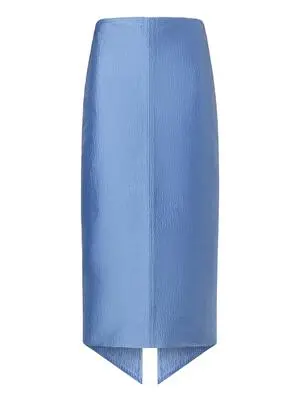 LANVIN Asymmetrical Satin Jacquard Midi Skirt - Blue