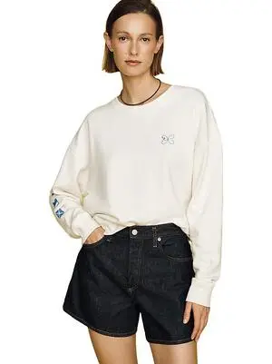 Maeve Embroidered Flag Sweatshirt - Ivory