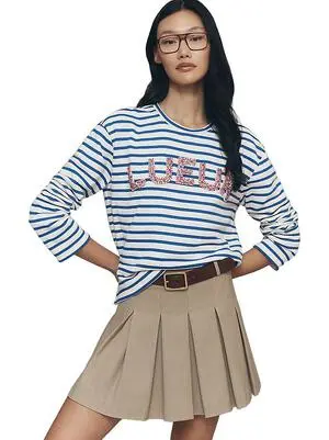 Endless Rose Embellished Striped Pullover - Blue Stripe