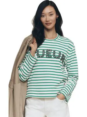 Endless Rose Embellished Striped Pullover - Green Stripe