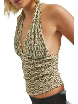 Free People Ashton Halter Tank - Peach Combo