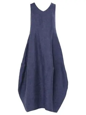 METAMORPHOZA Linen Denim Balloon Dress - Blue