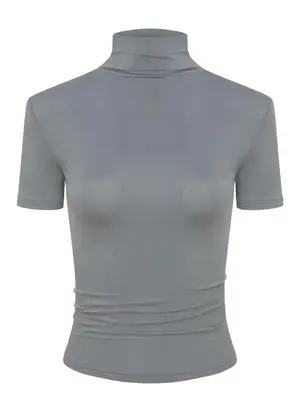 MANDRAGORA Turtleneck Short-sleeve Top - Grey