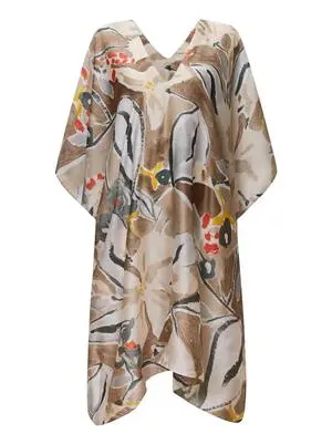 JAMES LAKELAND Abstract Floral Kaftan - Brown