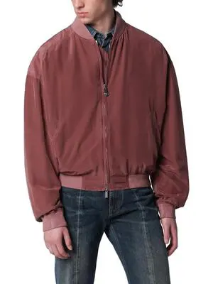 Versace Washed Silk Bomber Jacket - Purple