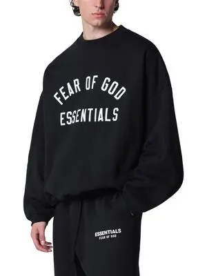 Fear Of God Fear Of God Essentials Cotton Fleece Sweatshirt With Logo Embroidery Black