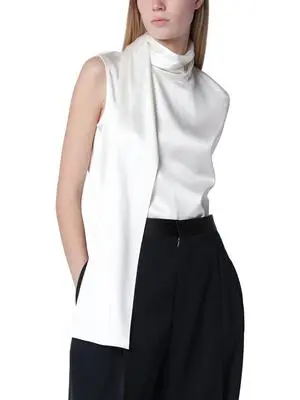 Bottega Veneta Stretch Silk Satin Top - White