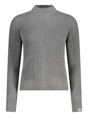 Pepe Jeans Ribbed Knit Sweater With Logo Detail - Grey