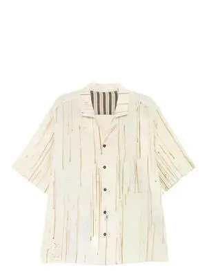 ZIGGY CHEN Paint-drip Camp-collar Shirt - Neutrals