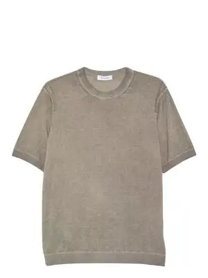 KANGRA Faded Effect Short Sleeve Sweater - Neutrals