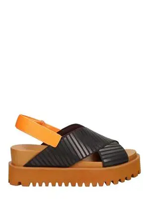 United Nude Striped Crossover Platform Sandals - Orange