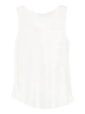 SUSANNE BOMMER Sleeveless Satin Scoop Neck Top - Blue