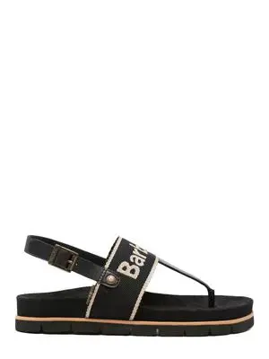 Barbour Lumley Logo-embroidered Slingback Sandals - Black