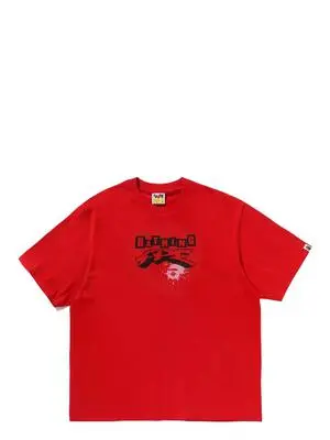 A BATHING APE Graphic-print Cotton T-shirt Red