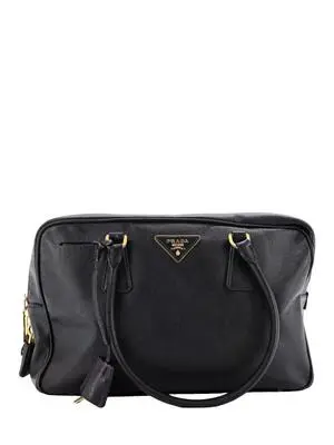 Prada Saffiano Leather Bauletto Medium Handbag - Black
