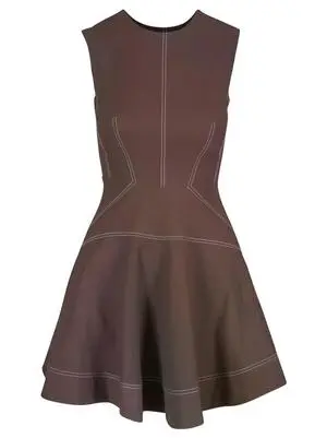 Veronica Beard Sleeveless Contrast Stitch Dress - Brown