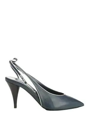 Miu Miu Pointed Toe Slingback Sandals With Bow Detailing - Blue