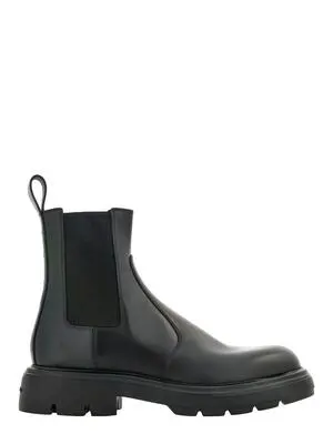 FERRAGAMO Logo Debossed Leather Chelsea Boots - Black