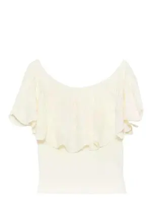 Ba&sh Salda Ruffled Off-the-shoulder Top - Neutrals