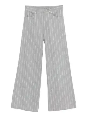 PANICALE Pinstriped Wide-leg Trousers - Grey