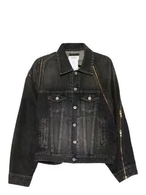 DOUBLET Filleted-zip Denim Jacket - Grey