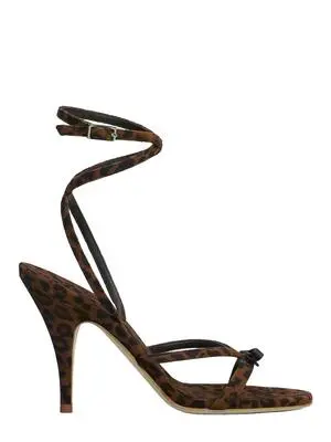 3JUIN Leopard-print Suede Heeled Sandals - Brown