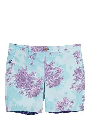 LORDS OF HARLECH Lords Of Harlech Flat Front Embroidered Stretch Twill Shorts Green