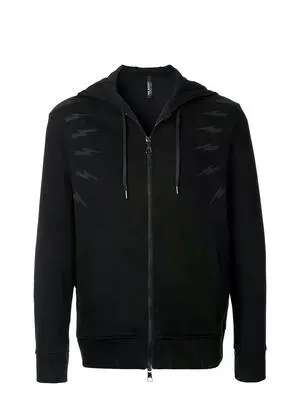Neil Barrett Lightning Bolt Zipped Hoodie - Black