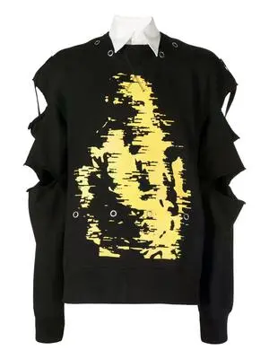 TAKAHIROMIYASHITA THESOLOIST. Graphic Print Distressed Jumper - Black