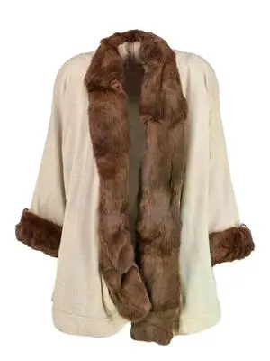 Gianfranco Ferre Fur Trimmed Coat - Neutrals