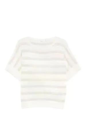 PANICALE Striped Knit T-shirt - Neutrals