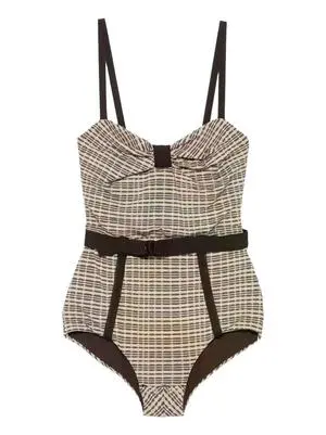 Antonio Marras Belted Sweetheart Neck Sleeveless Printed Top - Neutrals