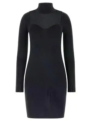 Guess Embellished Mini Dress With Turtleneck - Black