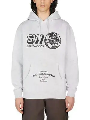 SAINTWOODS Graphic-print Hooded Hoodie - Grey