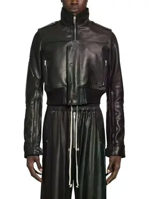 Rick Owens Temple Rev Leather Jacket - Black