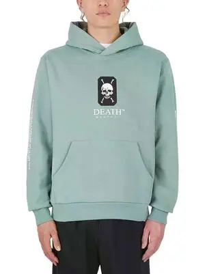 DEATH CIGARETTES Graphic Print Hooded Sweatshirt - Green