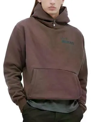 ICE & TECHNO Logo Print Hoodie - Brown