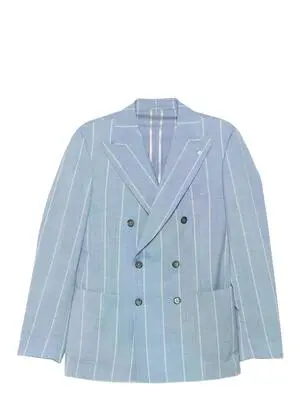 LUIGI BIANCHI MANTOVA Pinstripe Double-breasted Suit - Blue
