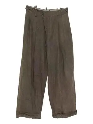 ZIGGY CHEN Pleated Wide-leg Trousers - Brown