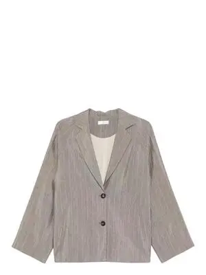PANICALE Pinstripe Notched Lapel Blazer - Grey