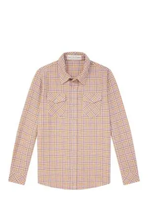 GOD'S TRUE CASHMERE Midnight Rose Checked Cashmere Shirt - Orange